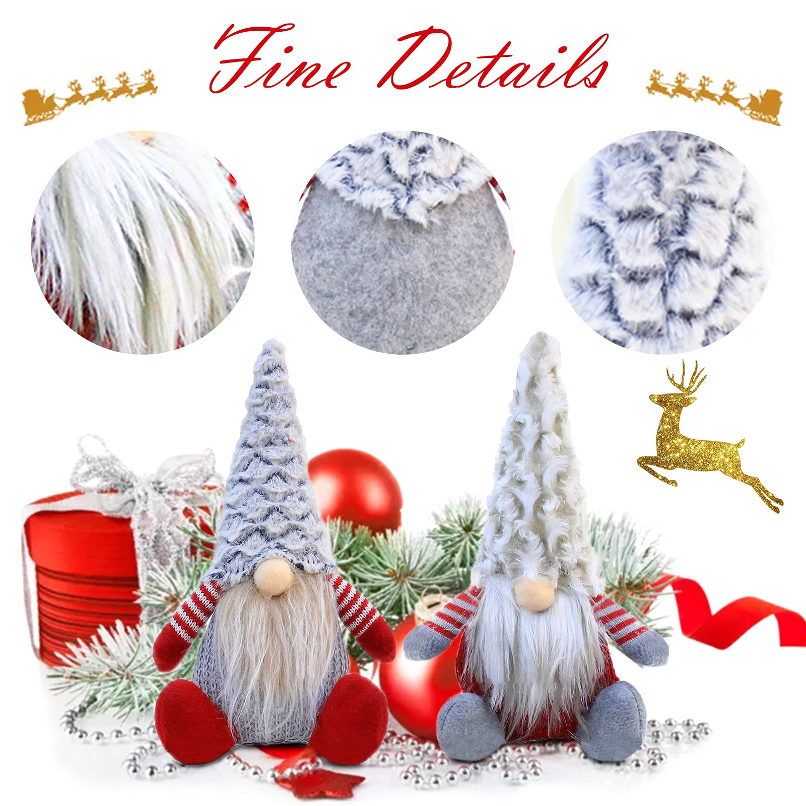 Beaulyn 2PCS Christmas Gnome Plush Doll Decoration - 11.4Inch Handmade Plush Swedish Tomte Doll Gift for Her - Cute Valentines Gnomes Home Decorations for Shelve