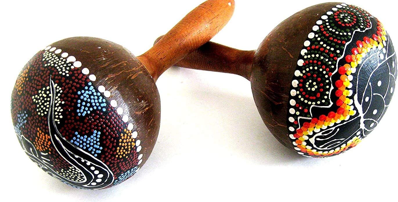 Maracas Large Wooden Maracas Rattle Shaker Percussion Instrument Hand Painted Pair - JIVE BRAND