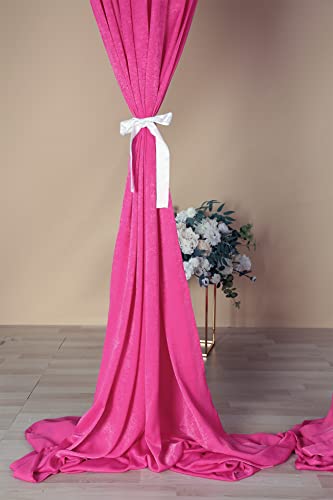 Cytdkve 2 Panels 4.8 Feet x 10 Feet Fushia Velvet-Like Wedding Backdrop Curtain Drapes, Silky Soft Window Curtains Panels for Wedding Ceremony Birthday Party Decorations