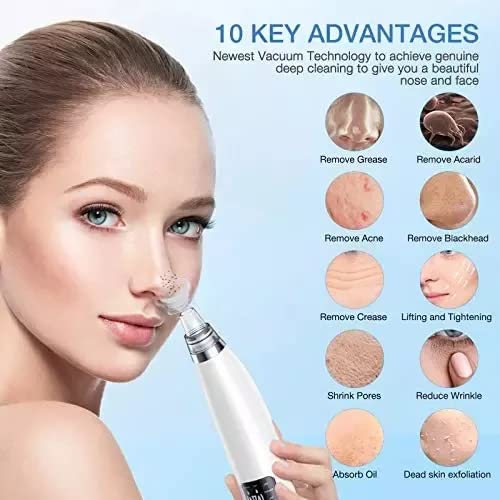 Blackhead Remover Pore Vacuum,Upgraded Facial Pore Cleaner,Electric Acne Whitehead Extractor Tool,USB Rechargeable Blackhead Vacuum Kit for Women & Men