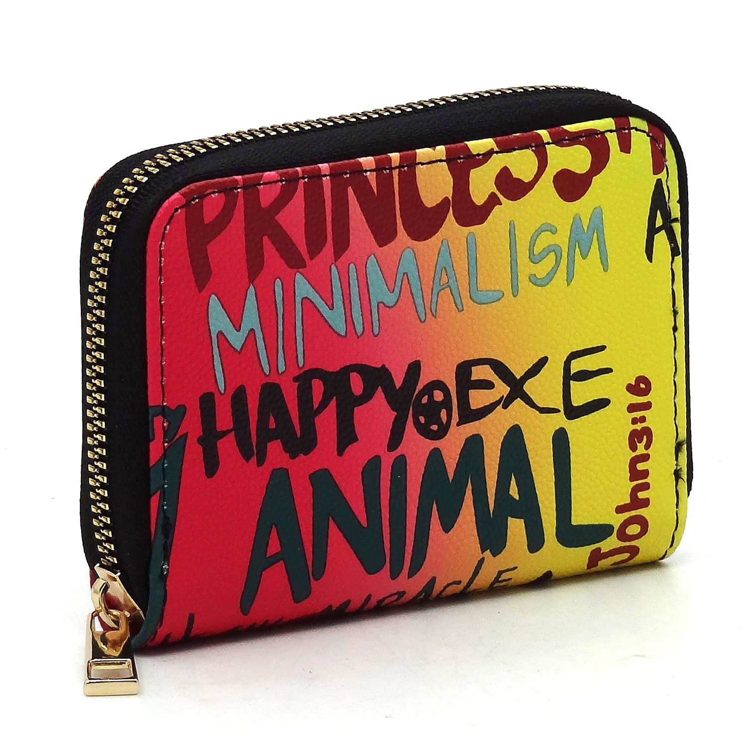 Mizuba Multi Graffiti Print Accordion Card Holder Wallet Small Credit Card Holder Cash Coin Carry Wallet (Black)