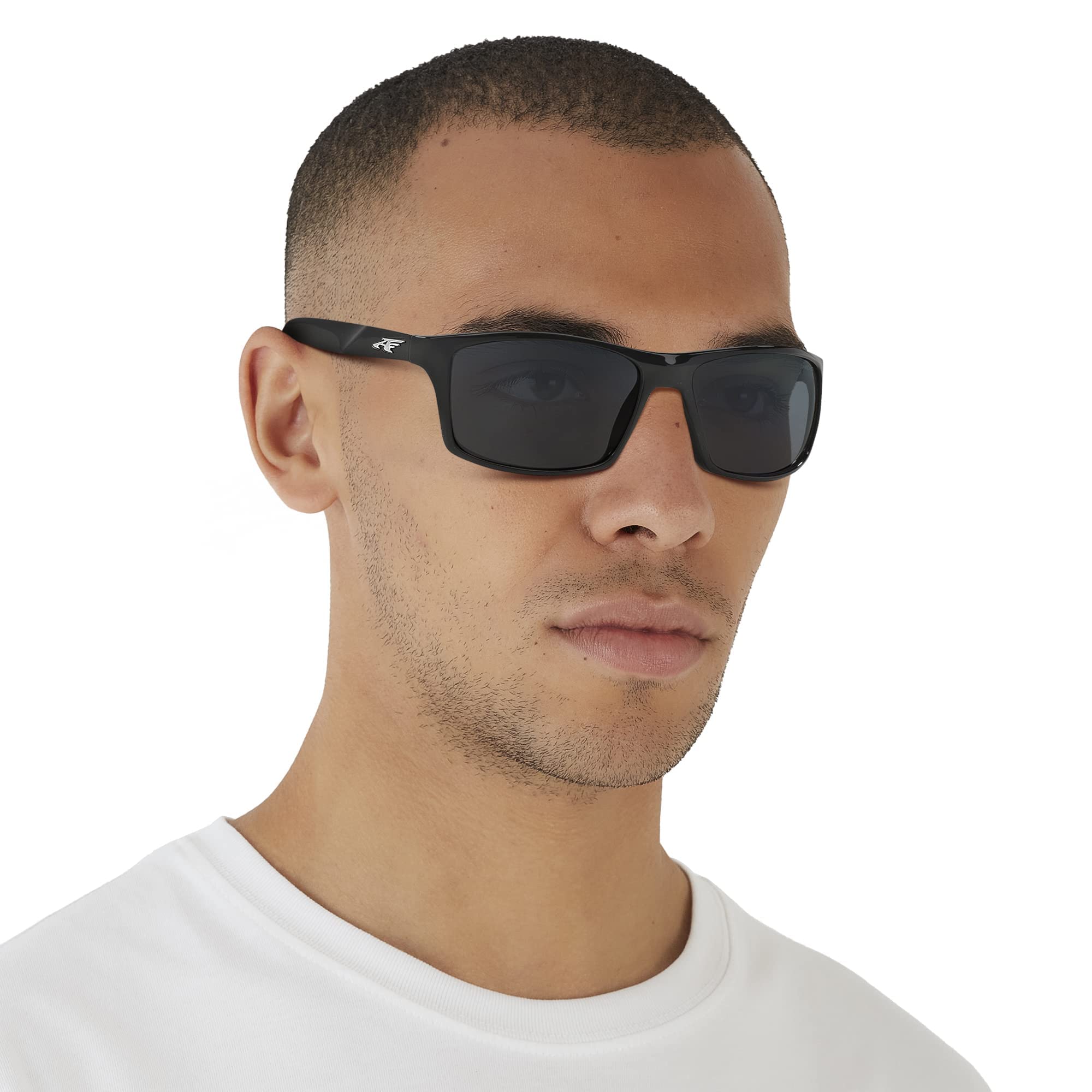 Arnette AN4207 Boiler Rectangular Sunglasses, Black/Grey Polarized, 61 mm