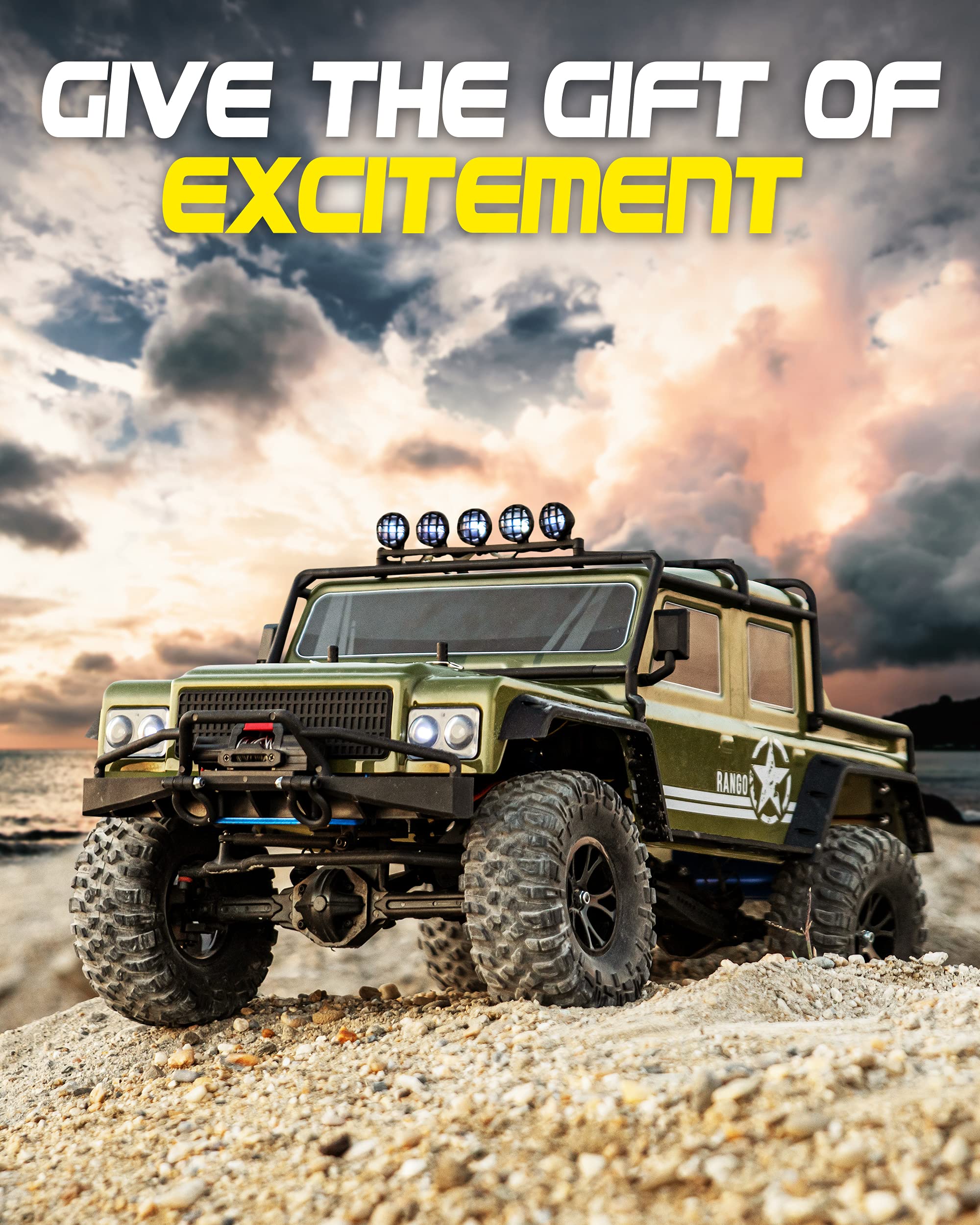 LAEGENDARY RC Crawler - 4x4 Offroad Truck for Adults - RC Rock Crawler, Fast Speed, Electric, Hobby Grade Car - 1:8 Scale, Brushed, Army Green