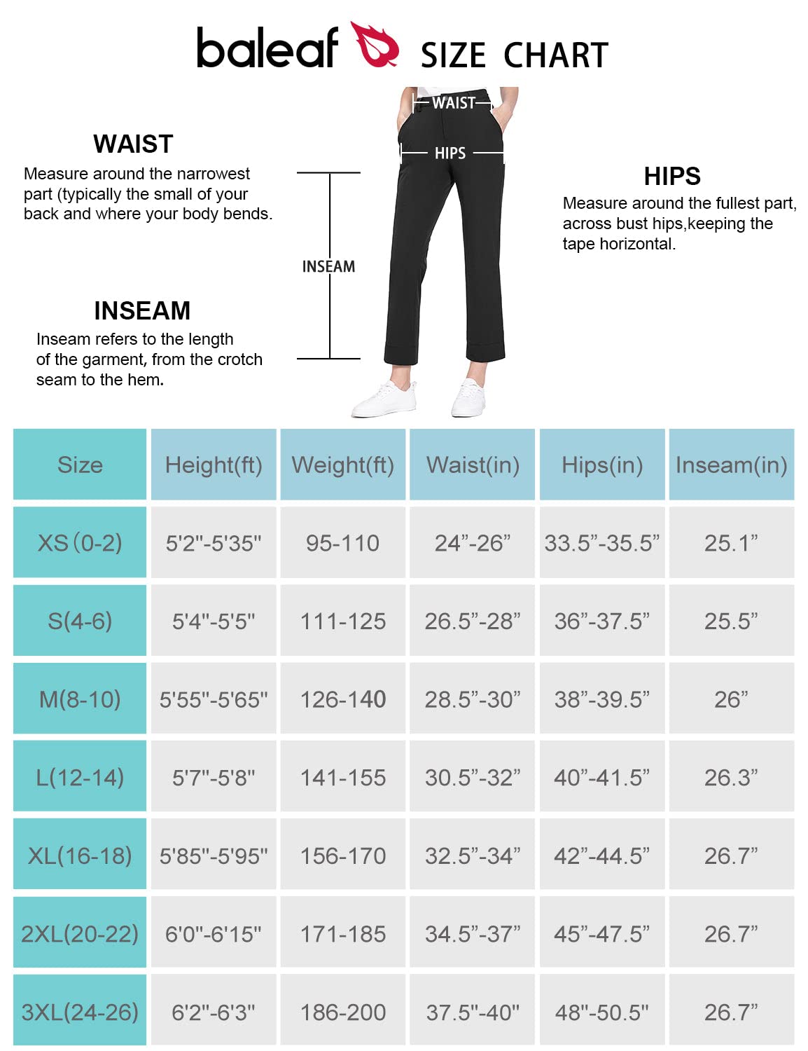 BALEAF Women's Golf Pants Stretch Lightweight Quick Dry Water Resistant Work Pants with Zipper Pocket Black Size XL