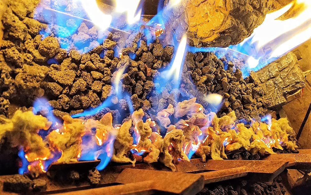 Gas Fireplace Logs ~ Glowing Ember's ~ Premium Rock Wool ~ 3 1/2 Ounces ~ Convenient Storage Hanging Hole ~ Vented Natural Gas Or Liquid Propane Fuels Friendly