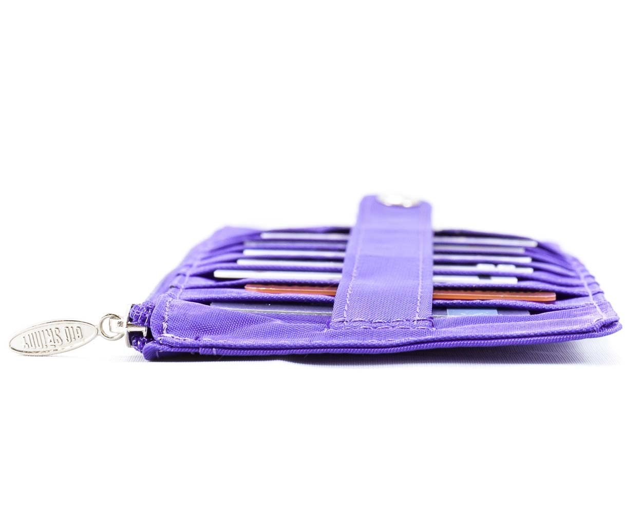 Big Skinny Women's Leather Jaguar Credit Card Slim Wallet, Holds Up to 25 Cards,Lightweight,Slim, Purple