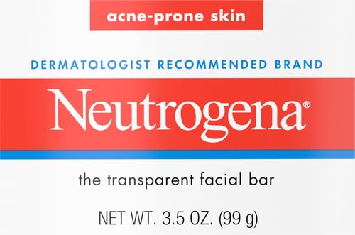 Neutrogena Facial Cleansing Bar Treatment for Acne-Prone Skin, Non-Medicated & Glycerin-Rich Formula Gently Cleanses without Over-Drying, No Detergents or Dyes, Non-Comedogenic, 3.5 oz