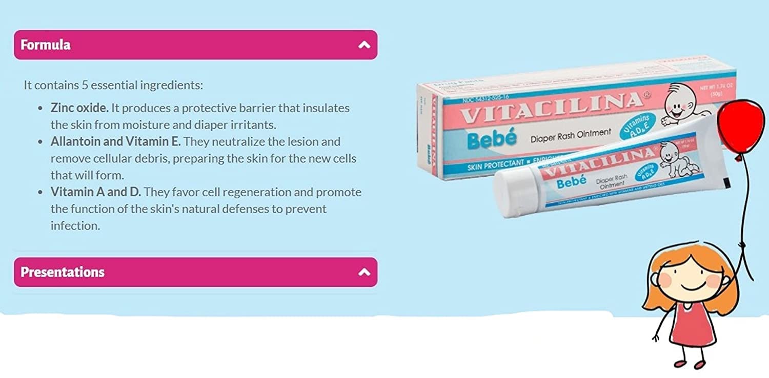 Vitacilina Bebe Diaper Rash Ointment 1.76 oz. (Quantity of 6)