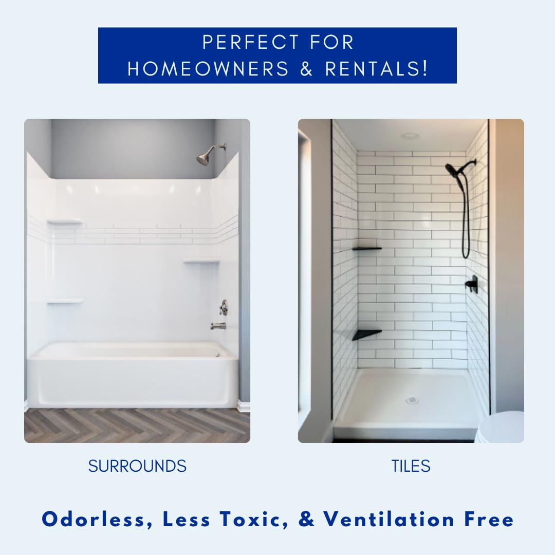 Ekopel Roll On Bathtub Refinishing Kit - Made in The USA - Odorless Tub and Tile Reglazing - 20X Thicker Than All Other Refinishing Kits (No Tools) - Gloss White