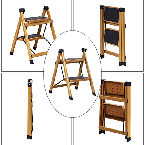 PENGJIE Folding Ladder Step Stool Ladder Stool 2 Step Folding Heavy Duty Steel Portable Anti Slip Mat Tread Compact 150 Kg Capacity