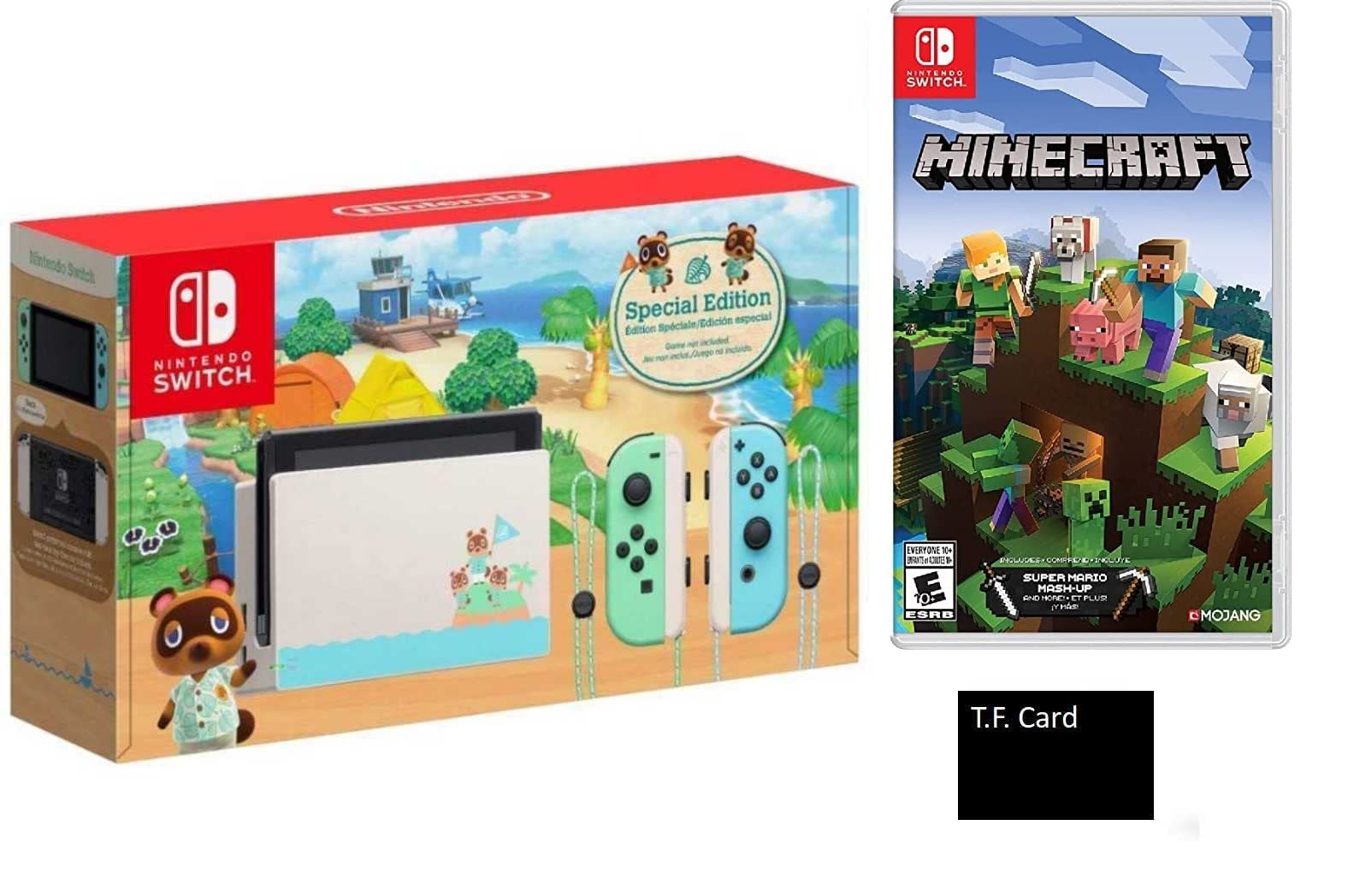 NEW Switch Deluxe Holiday Game Bundle: Animal Crossing-New Horizons Special Edition + Nintendo Switch Minecraft Game Disk and T.F. Card (Renewed)