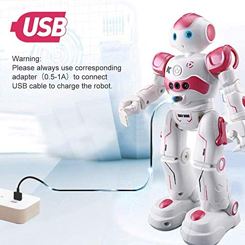 FLYWIND RC Robot Toys for Kids, Programmable Smart Remote Control Robot Toy Intellectual Control Robot Rechargeable, Walking Dancing Robot Gesture Sensing Robot Birthday Gift for Boys Girls (Pink)