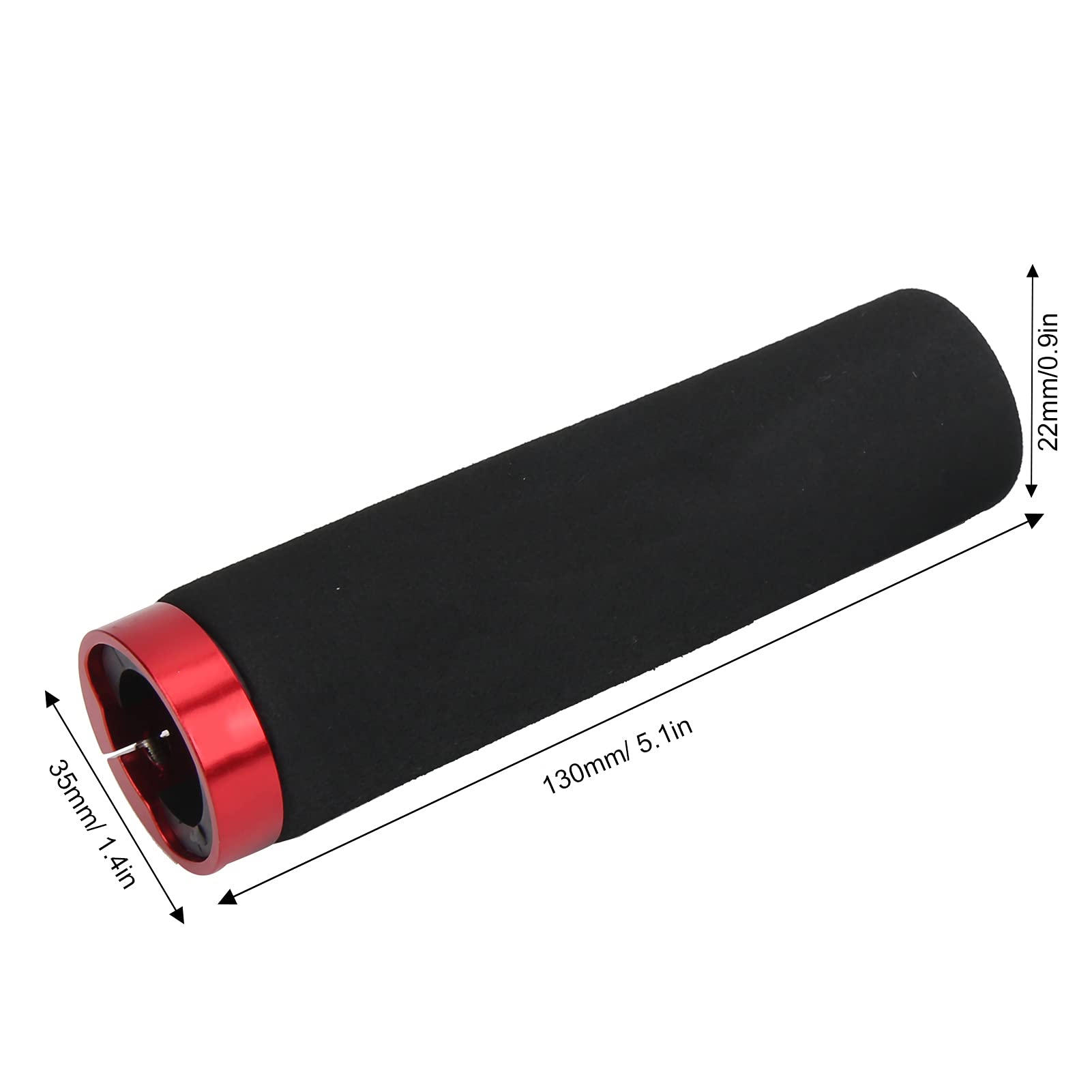 Bike Handle Grips Sponge Comfortable with Aluminum Alloy Lock Bike Grips Tool Cycling Accessory (Black red)