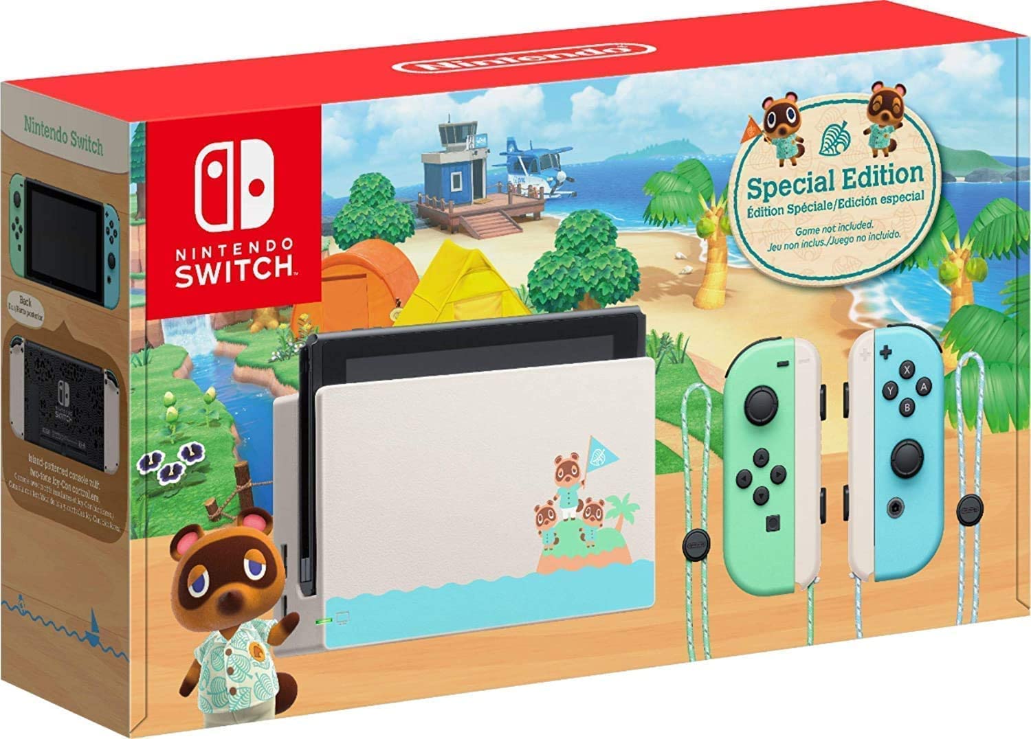 Newest Nintendo Switch Animal Crossing: New Horizons Edition 32GB Console - Pastel Green Blue Joy-Con - 6.2" Touchscreen Display, WiFi, Bluetooth + Hubxcel HDMI Accessories Holiday Bundle (Renewed)