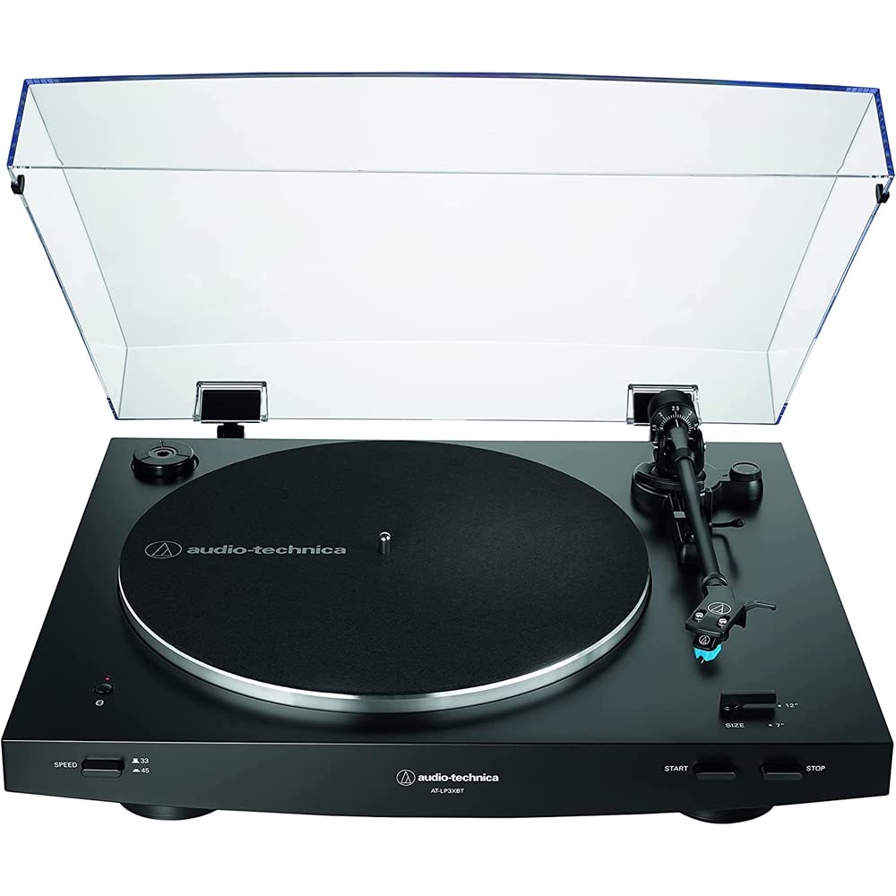Audio Technica AT-LP3XBT-BK Fully Automatic Wireless Belt-Drive Turntable, Black Bundle with Deco Gear 12" Turntable Platter Mat, Vinyl Record Cleaning Fluid System with Brush & Microfiber Cloth
