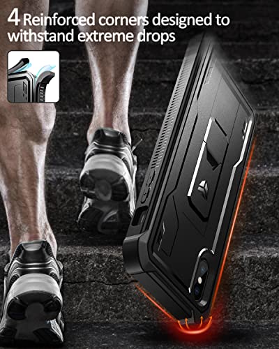 Dexnor for iPhone X/iPhone Xs Case, [Built in Screen Protector and Kickstand] Heavy Duty Military Grade Protection Shockproof Protective Cover for iPhone X/iPhone Xs, Black