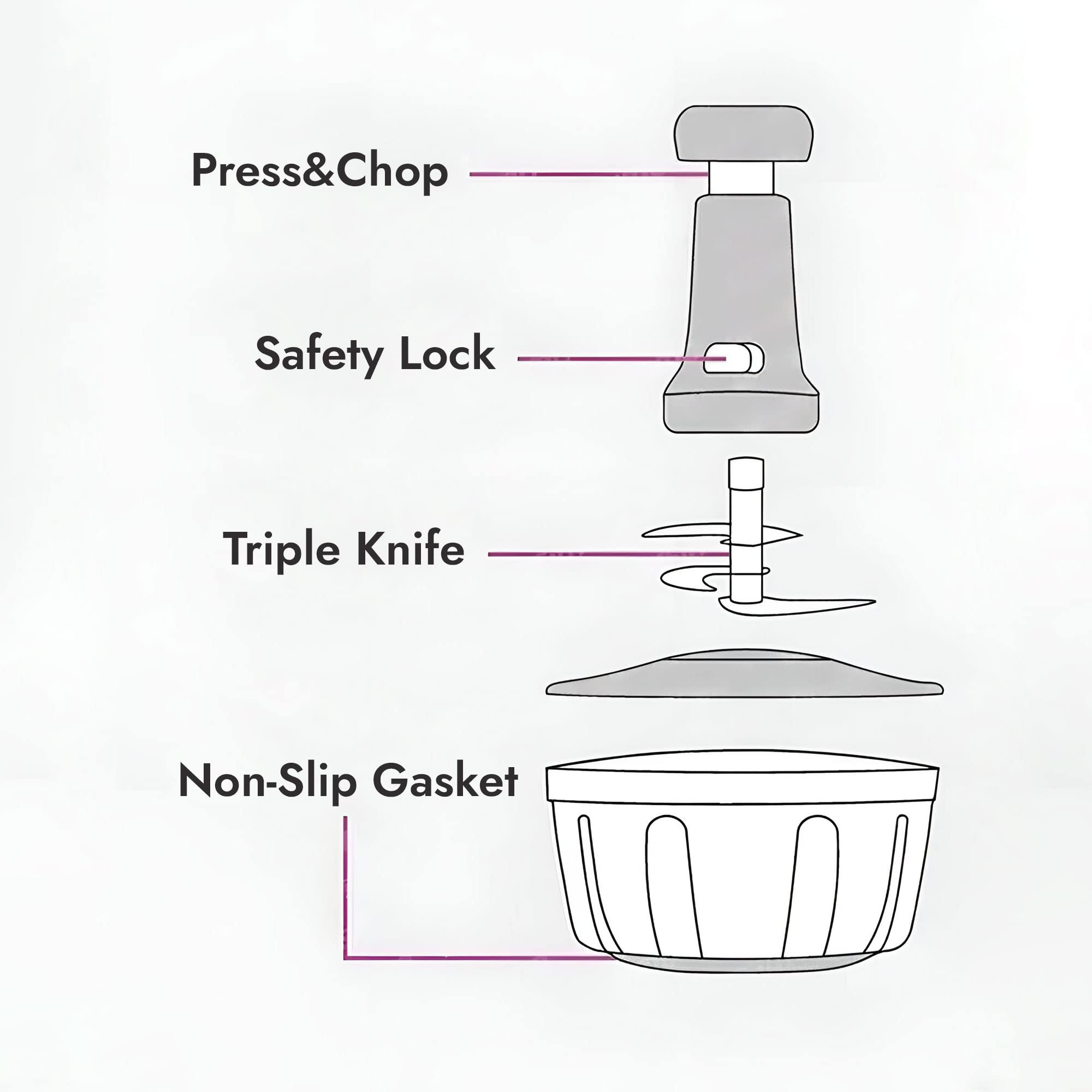 Arow Manual Food Chopper with BPA-Free Easy Clean Container