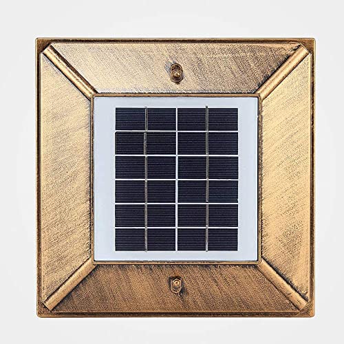 CZLZY European Retro Style Aluminum Square Pillar Lamp Solar LED Post Light Outdoor Waterproof Column Light Glass Lampshade Villa Courtyard Wall Decoration Landscape Light