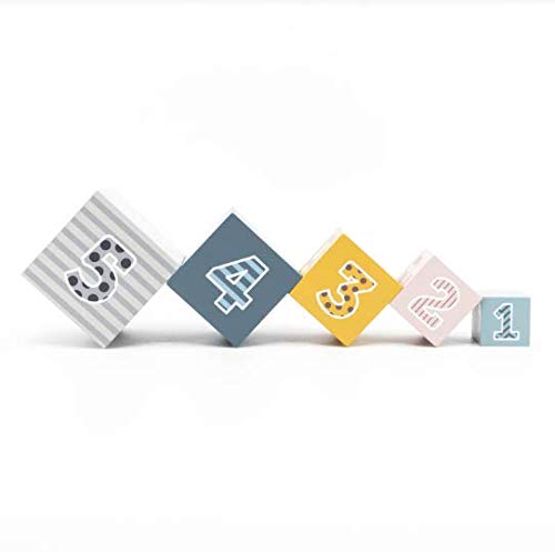 moderngenic Geometric Wooden Boxes | Blocks Stacker, Stacking & Nesting Educational Tower with Shapes, Pictures of Animals and Numbers for Toddlers