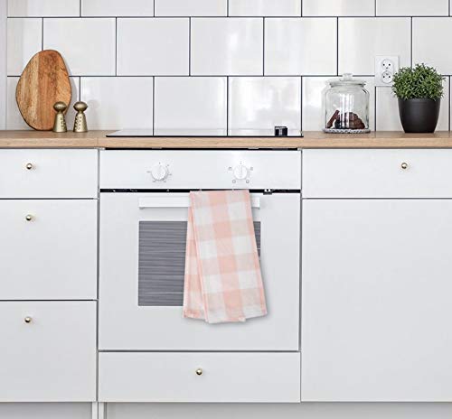 Buffalo Plaid Kitchen Towel Set - 4 Pack 20 x 30 Inch Heavy Duty Dish Towels - Pink and White Oversized Buffalo Check Towels with Hanging Loops - 100% Absorbent CottonFast Drying Dish Cloth Set