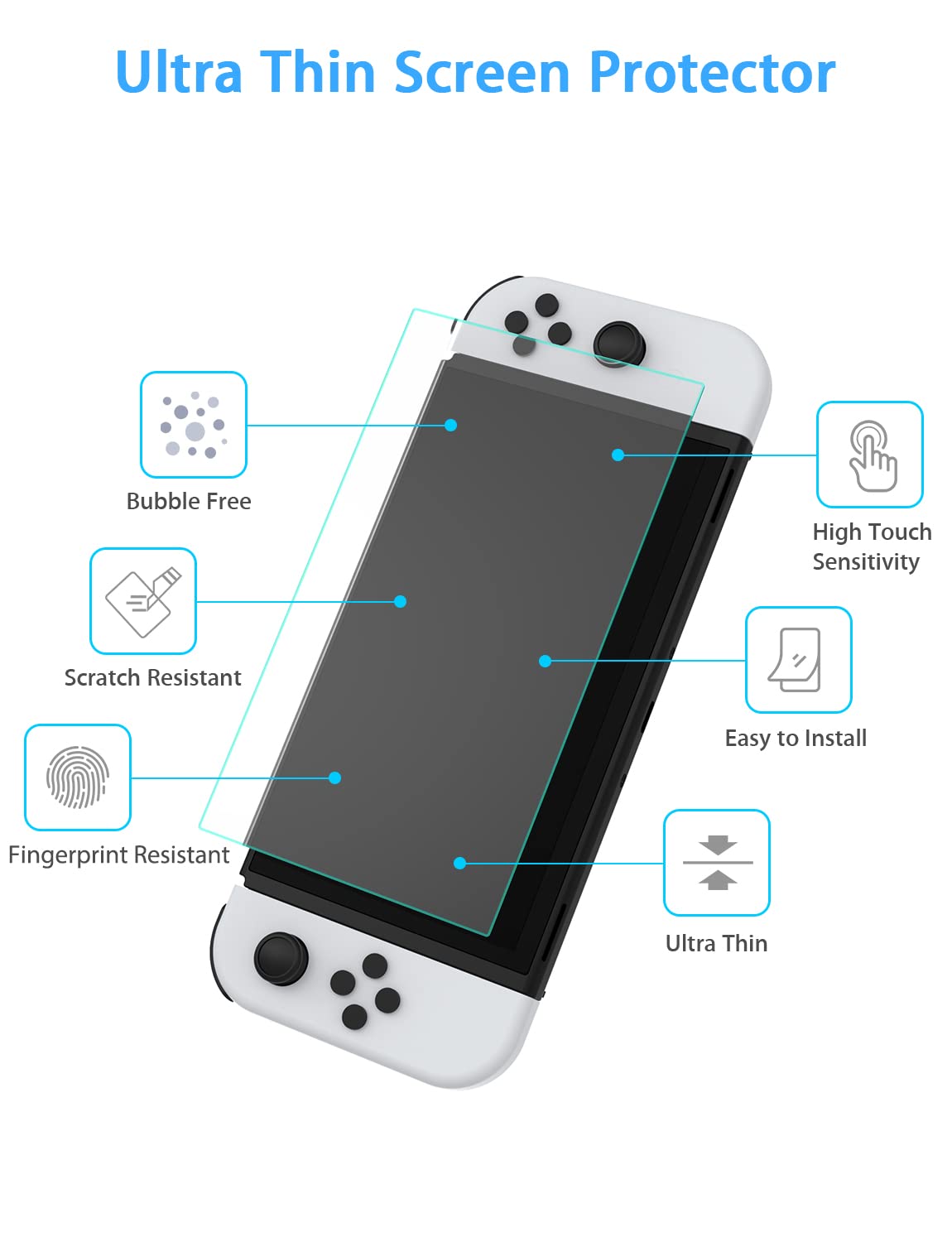 NexiGo Carrying Case and Game Accessories Kit for Nintendo Switch OLED, Game Accessories Bundle with Protective Case, Joystick Cap, Screen Protector (Sunset)