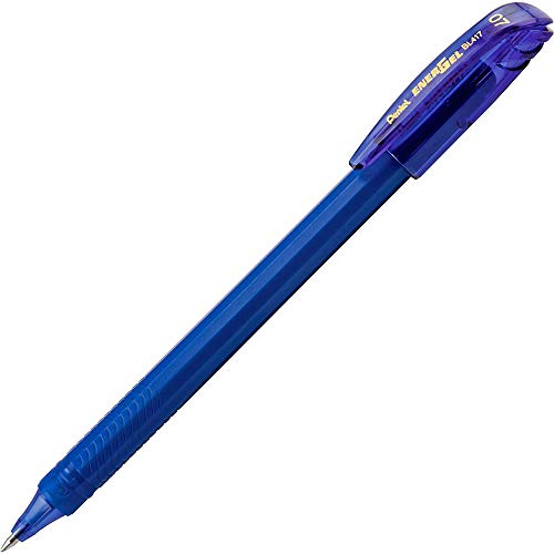 Pentel EnerGel FLASH! Liquid Gel Stick Pen, (0.7mm) Medium Line, Metal Tip, Blue Ink, 12 pack (BL417C-C)
