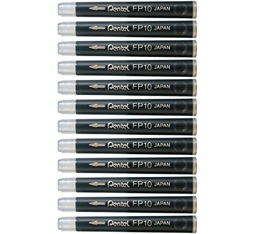 Pentel Pocket Fude Brush Pen Refills (FP10-A), Black Ink, × 3 Pack/total 12 Refills (Japan Import)