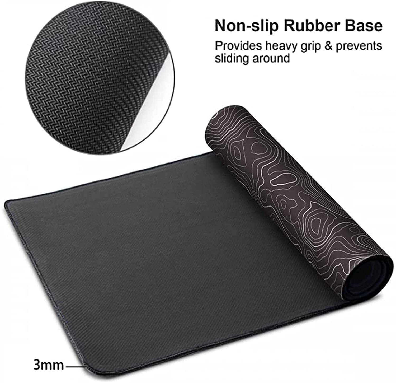 AQQA Large Mouse Pad Mat (35x17 in) Extended XXXL Gaming Mouse Pad with Non-Slip Rubber Base,Background Topographic Map Lines Contour Geographic for Gaming Office Laptop Computer Men Women