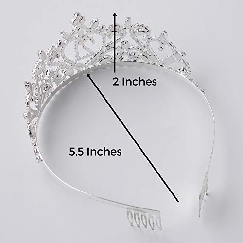 Ella Celebration 21st Birthday Tiara 21 Crown for Women Birthday Party Headband Hair Accessories Supplies (Silver Heart)