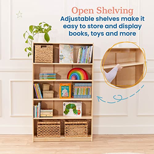 ECR4Kids Classic Bookcase, 60in, Adjustable Bookshelf, Natural