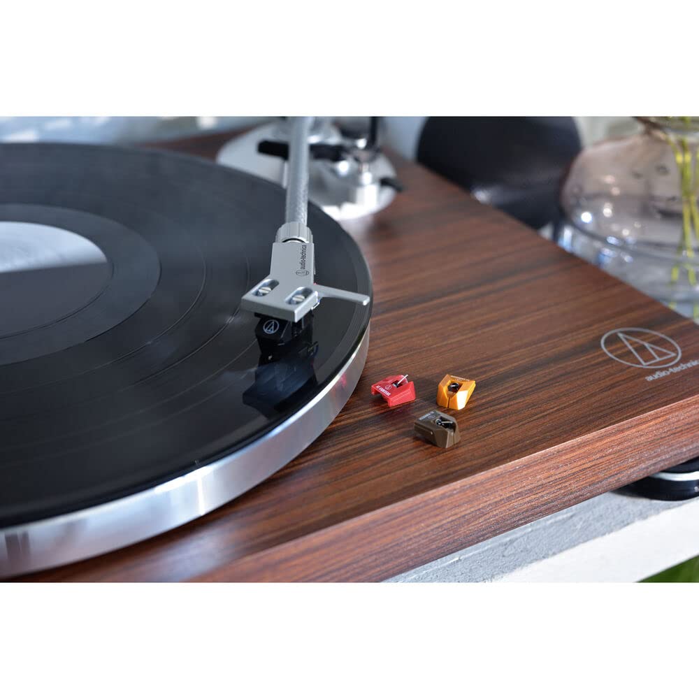 Audio-Technica AT-LPW50BT-RW Bluetooth Turntable Manual Belt-Drive 33/45 (Rosewood) Bundle with Deco Gear 12" Turntable Platter Mat, Vinyl Record Cleaning Fluid System with Brush & Microfiber Cloth