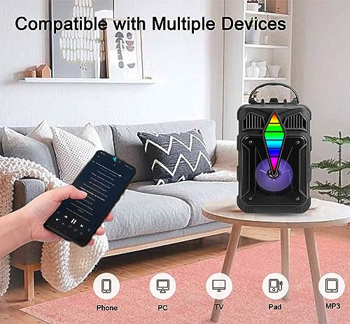 CZRXLLGD Bluetooth Speaker, IPX5 Waterproof Speaker with HD Sound, RGB Multi-Colors Rhythm Lights, Up to 8H Playtime, TWS Pairing, Portable Wireless Speakers for Home, Party