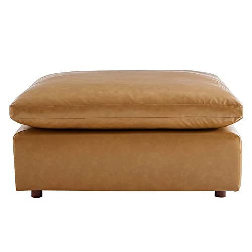 Modway Commix Modular Sofa, U Shaped Reclining Sectional, Tan Vegan Leather