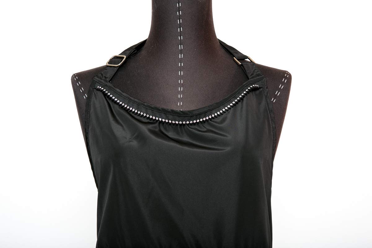 BeautyLove Love Struck Apron Bling Rhinestone Zipper Waist Zip Off Top Pockets Stain Bleach and Water Resistant Silky Polyester Salon Stylist Apron