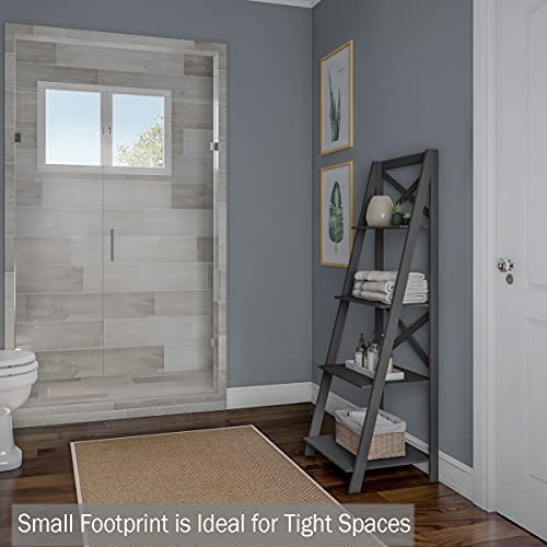 Lavish Home 4-Tier Ladder Bookshelf - Freestanding Shelved Bookcase with X-Back Frame and Leaning Look - Display Shelves for Home and Office (Gray)