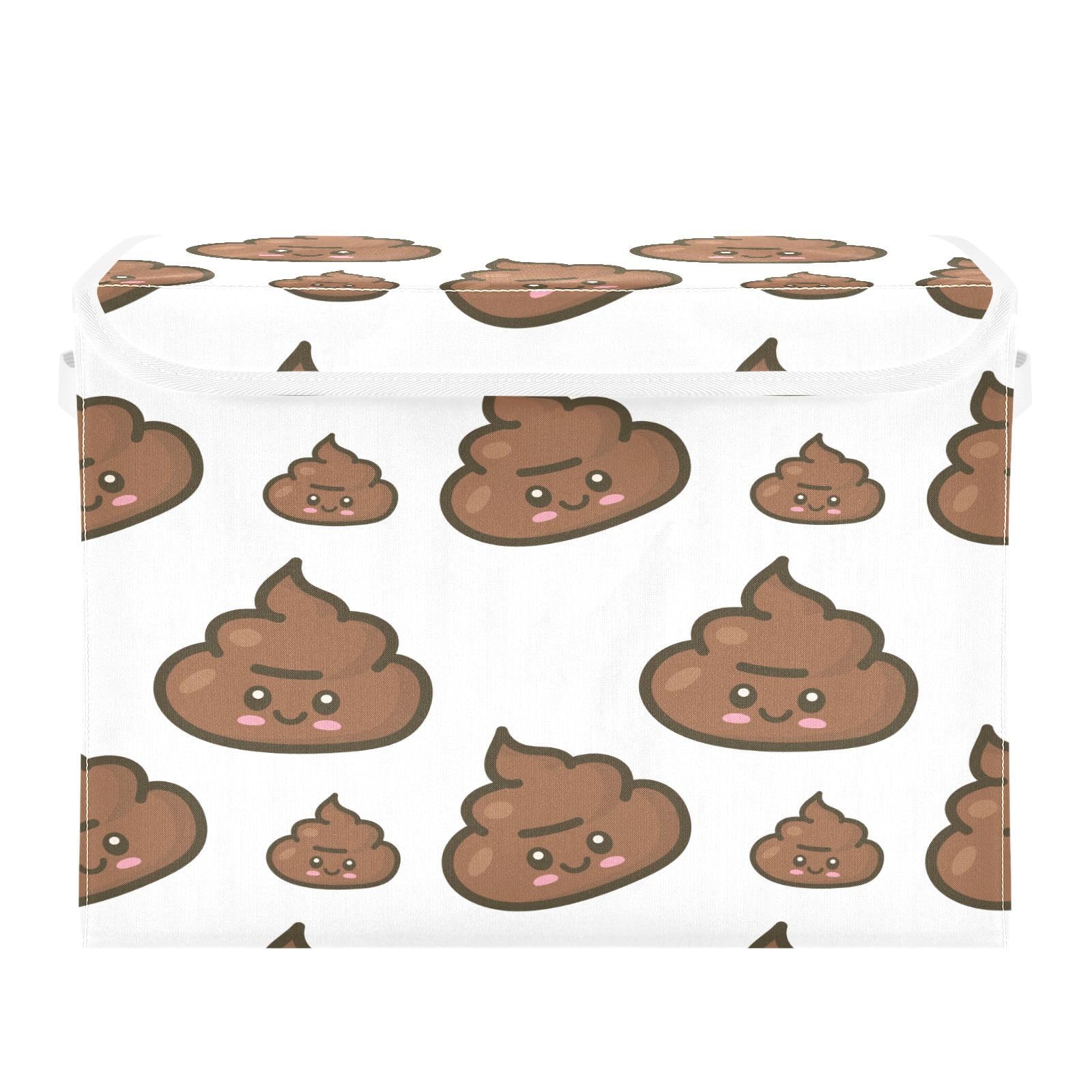 DIGTIA Cute Poop Storage Bins with Lids Funny Foldable Storage Basket with Handles Collapsible Large Fabric Organizer Containers for Clothes Shelves Closet Office Home Bedroom