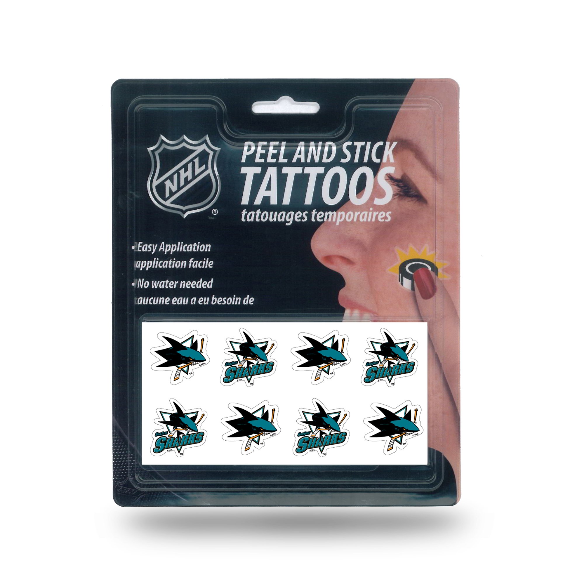NHL San Jose Sharks Face Tattoos, 8-Piece Set