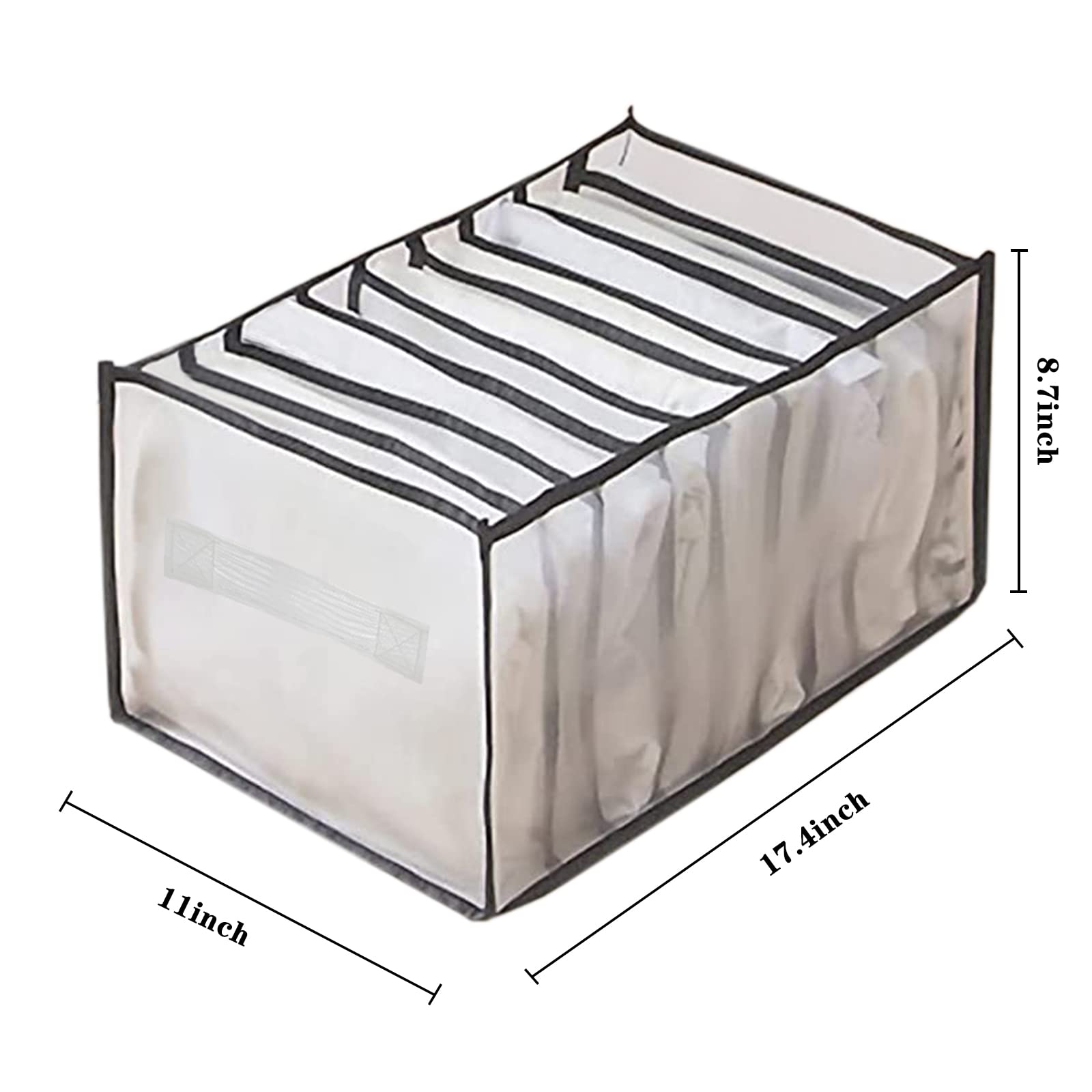 Large Jeans organizer, Upgraded Wardrobe Clothes Drawer Organizer for Jeans Closet Organizers Storage Large 9 Grid Clothes Storage Organization with Handle Stackable Washable Mesh (1PCS Grey)