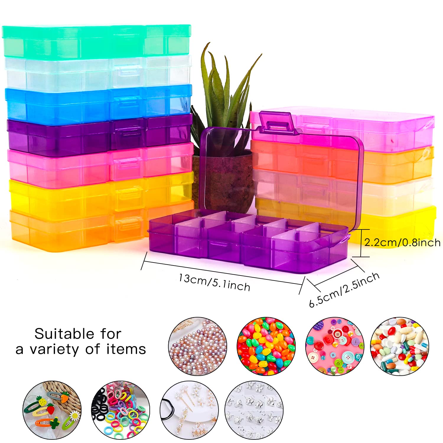 Nsmykhg Plastic Storage Box,12 Pack 10 Grids Small Plastic Storage Box Case Container Snackle Box Mini Tackle Box Container Jewelry Organizer for Beads, Tackle Box, Fishing Hooks, Bobs, Buttons