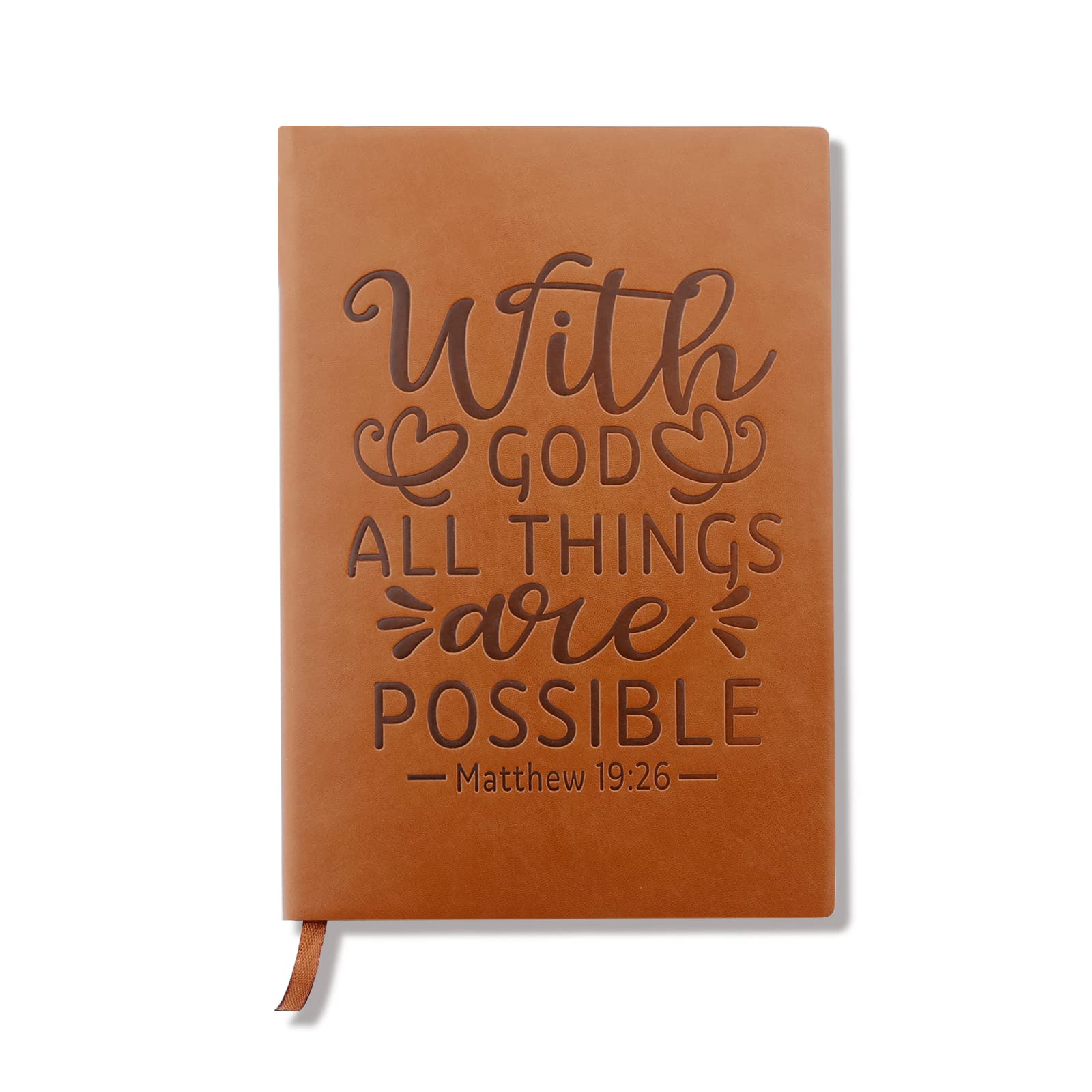 LBWCER Christian Gifts Faith Can Move Mountains Leather Notebook for Friends Son Daughter Religious Birthday Christmas for Dad Mom (with god)