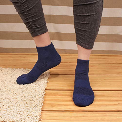BambooMN Women's Rayon from Bamboo Athletic Quarter Crew Sock for Home Travel Work and Sport -Extra Large - Navy - 4 Pairs