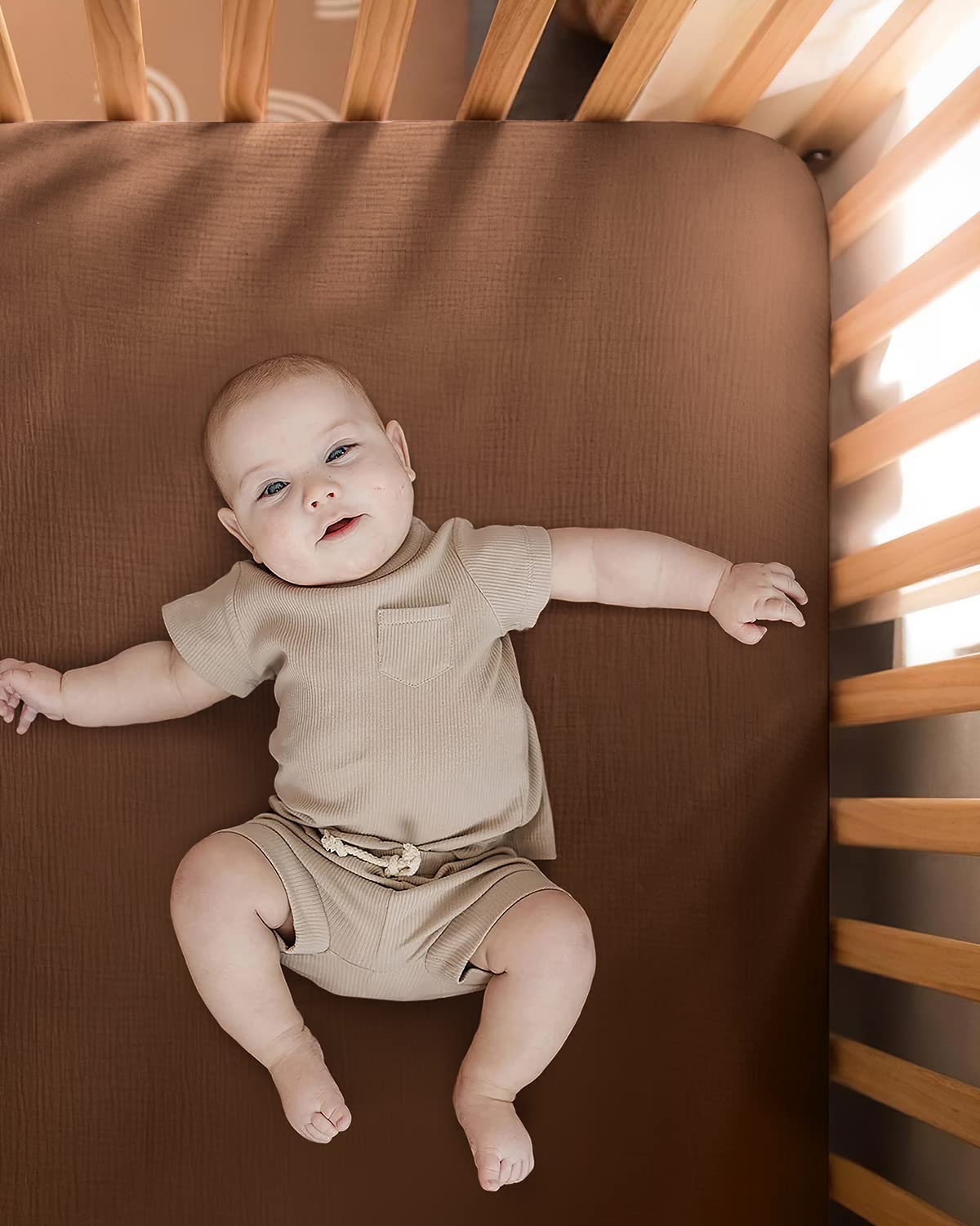 Blissful Diary Muslin Crib Sheets and Muslin Changing Pad Cover Bundle