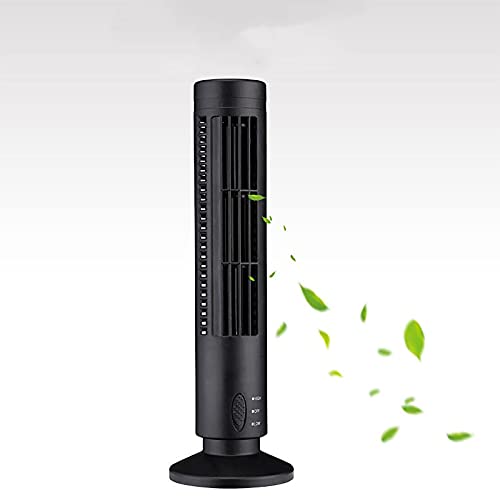 CENGNIAN Electric Tower Fan, Desk Table Fan with 2 Speeds, Quiet Cooling, 13 Inch Personal Small Bladeless Fan Cooling Fan for Bedroom Home Office Desktop, Mini Vertical Air Conditioner (black)