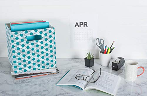 DII Collapsible Polyester Storage Cube, Honeycomb, Teal, Large