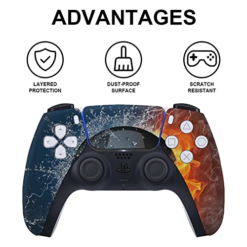 Billiard Ball in Fire and Water Full Protective Skin Cover Design Wrap Decal Sticker Compatible with PS5 Digital Edition Console and Controller