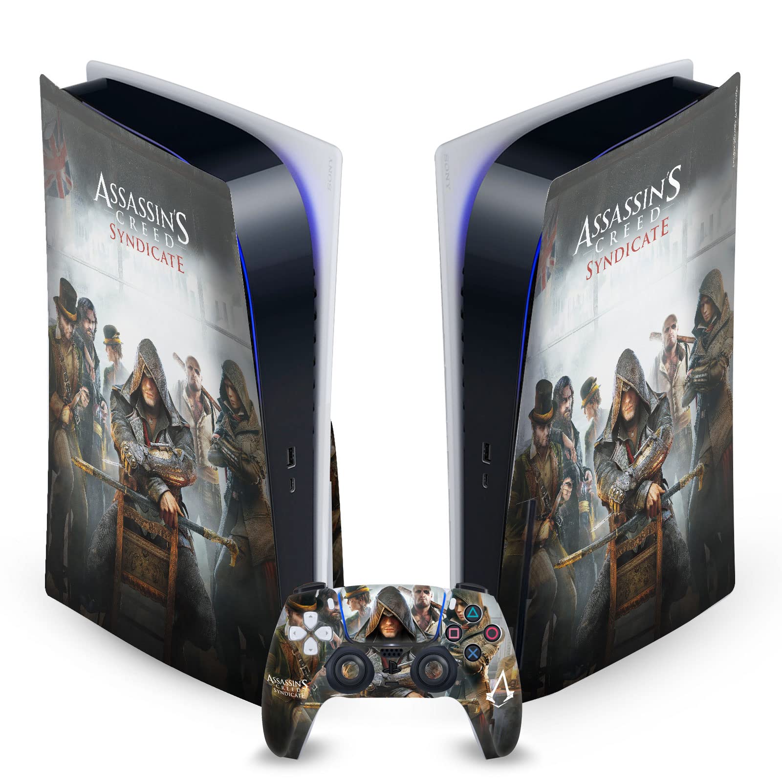 Head Case Designs Officially Licensed Assassin's Creed Key Art Syndicate Graphics Vinyl Faceplate Gaming Skin Decal Compatible With Sony PlayStation 5 PS5 Disc Edition Console & DualSense Controller