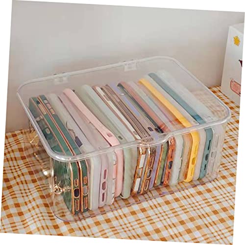 Beavorty Transparent Storage Box Clear Organizer Box Clear Storage Box with Lid Plastic Container with Lid Flip Top Box Plastic Home Office Container Pantry Fridge Organizer Box Household