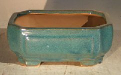 Bonsai Boy L155 6.125 x 5 x 2.125 in. Ceramic Bonsai Pot, Blue & Green - Rectangle