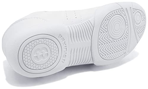 BAXINIER Youth Girls White Cheerleading Dancing Shoes Athletic Training Tennis Walking Breathable Competition Cheer Sneakers - White 2 Little Kid