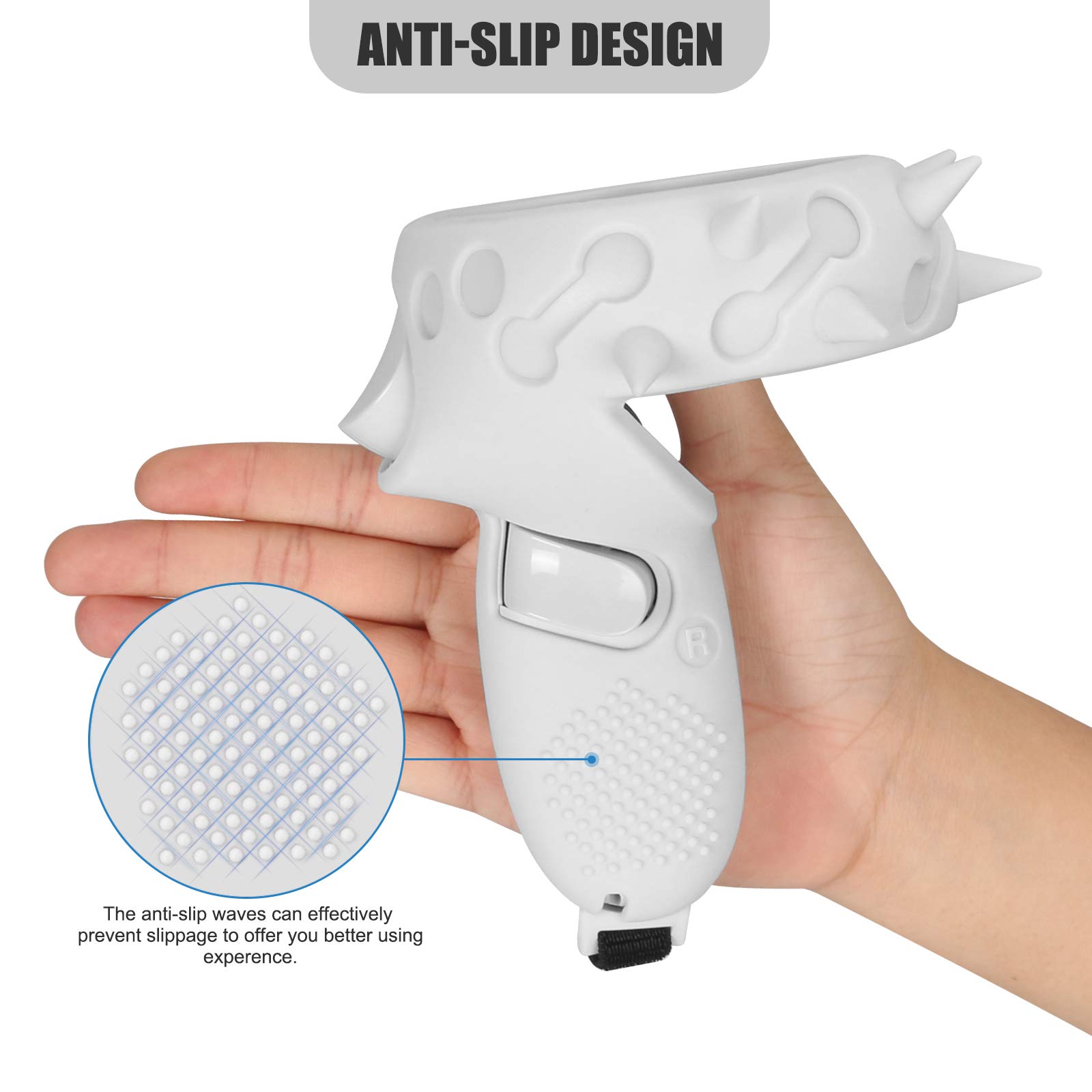 MASiKEN Controller Grips Cover with Face Cover for Meta Oculus Quest 2, Anti-Throw Grips Spike Cover with Adjustable Wrist Strap and Sweatproof Silicone Face Pad, Quest 2 Accessories Kit (White)